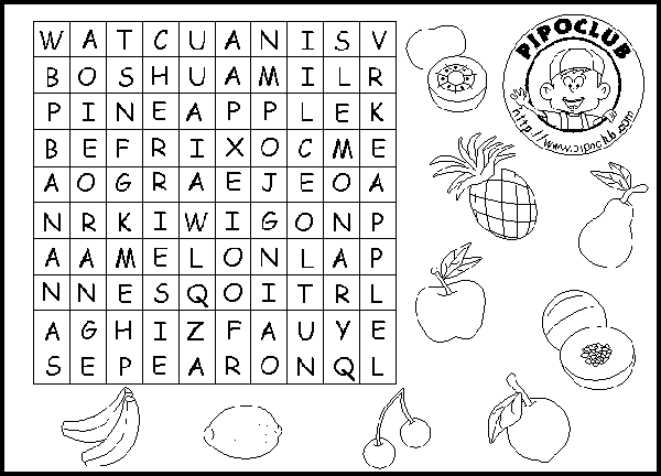 Sopas de Letras - Frutas en Inglés